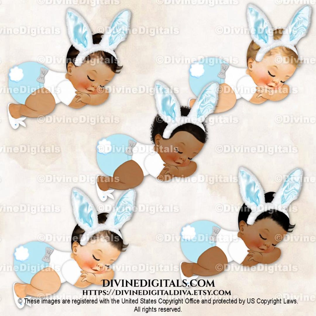 Little Prince Easter Bunny Ears Blue Spring Baby Shower Gender Reveal ...