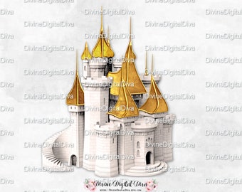 Gold Castle Clipart - Etsy