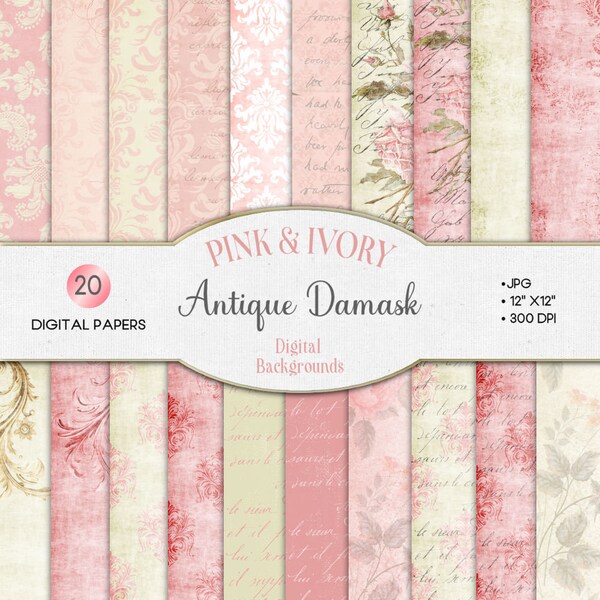Damask Digital Papers - Etsy