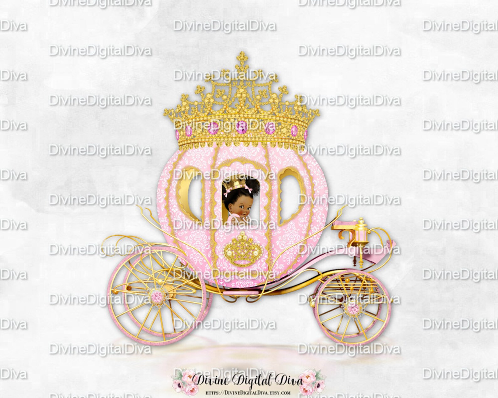 Princess Cinderella Carriage Coach Pink & Gold African - Etsy