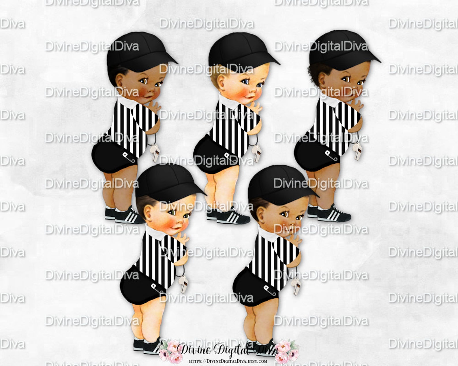 Little Prince Referee Black White Striped Shirt Cap Whistle | Etsy