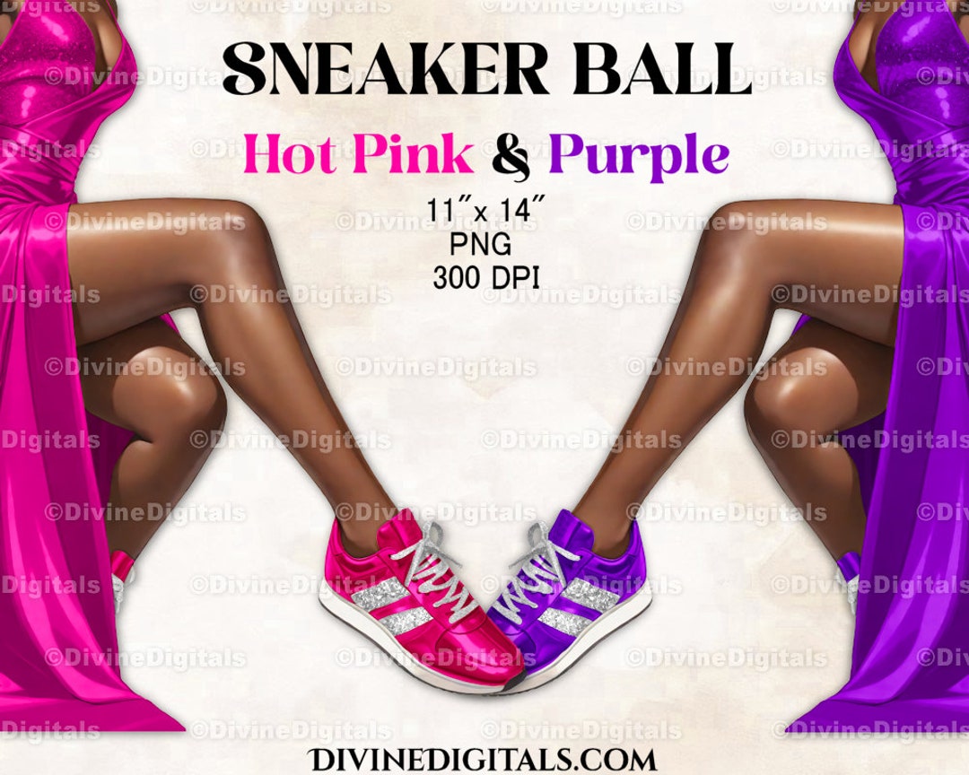 Sneaker Ball Legs Hot Pink & Purple Gown Fashion Party Diamond Bling ...