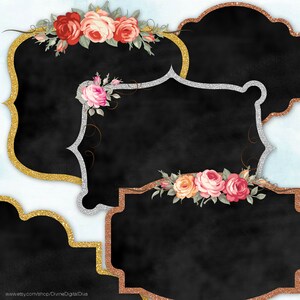 36 Chalkboard & Glitter Frames Tags Labels Gold Rose Gold | Etsy