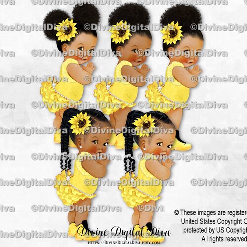 Sunflower Princess Baby Girl Yellow Pink African American - Etsy