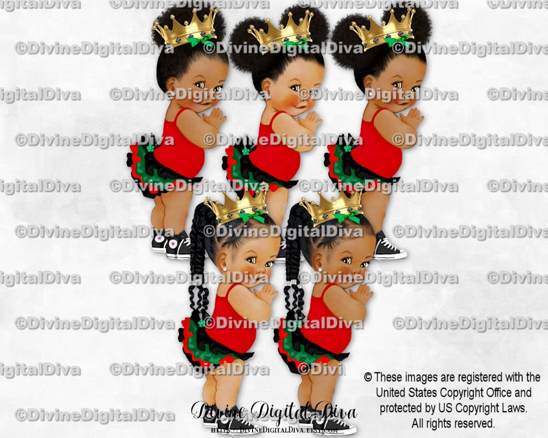 Red Black Green African American Princess Sneakers Gold Crown | Baby ...