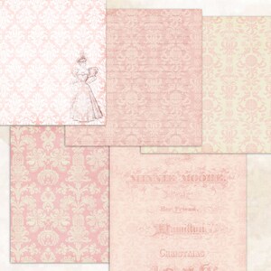 Antique Pink & Ivory Damask Digital Backgrounds Scrapbook Journal ...