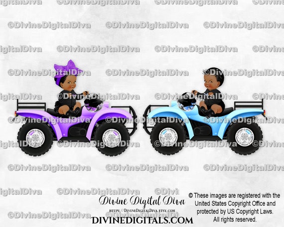 Little Prince & Princess Riding 4 Wheeler ATV Blue Purple Bow - Etsy