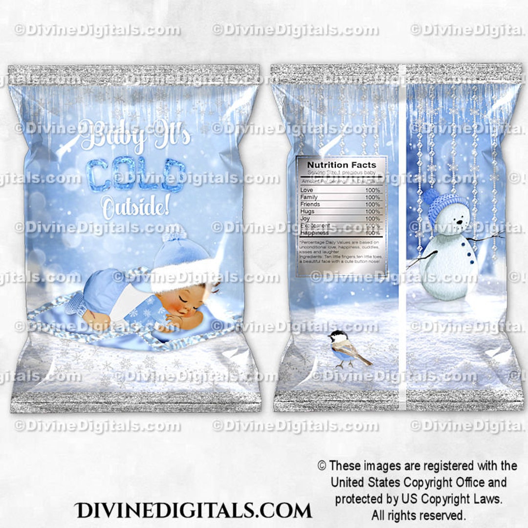 Printable Chip Bags Baby It's Cold Outside Winter Blue - Etsy
