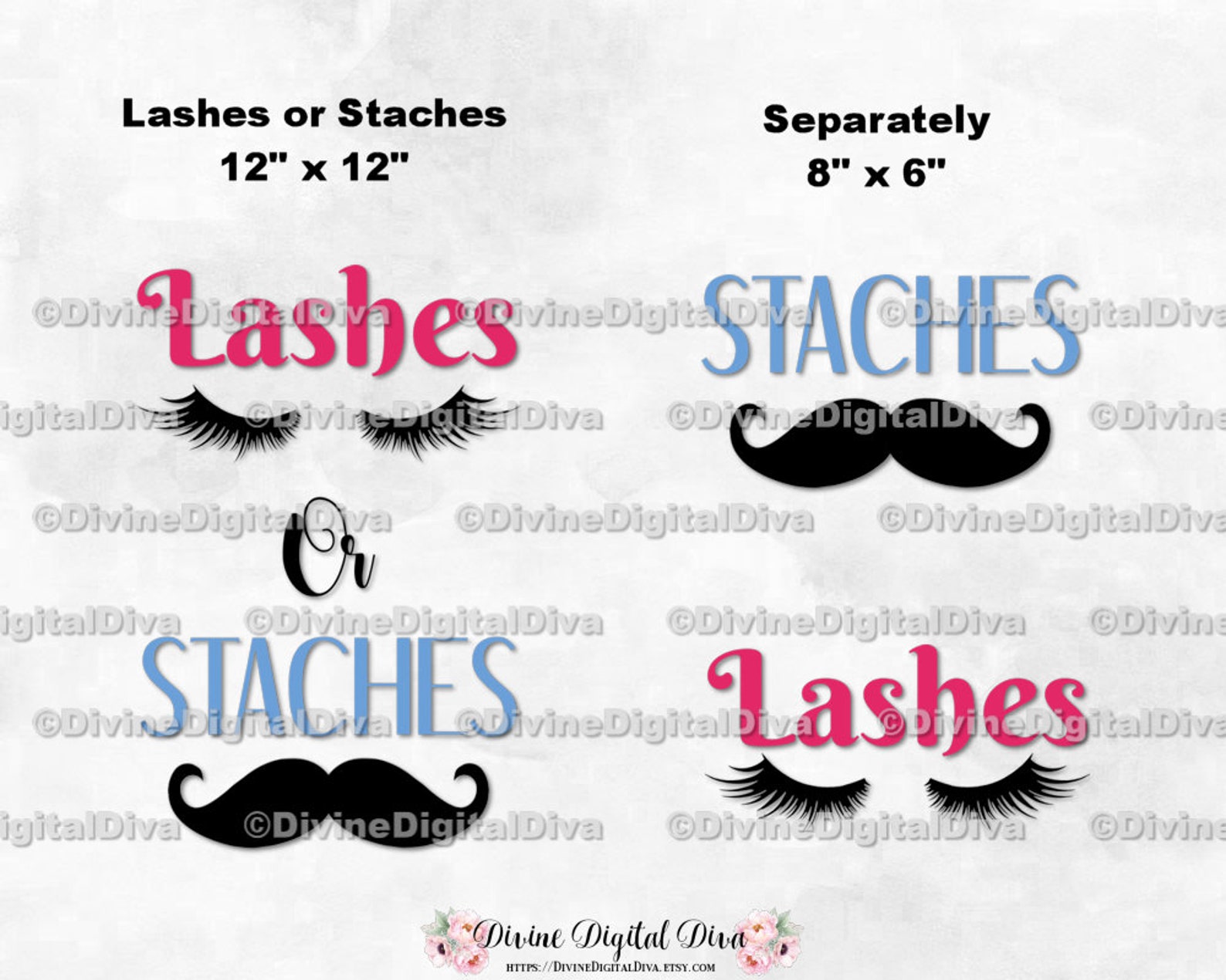 Lashes or Staches Eyelashes Mustache Sign Decorations Pink | Etsy