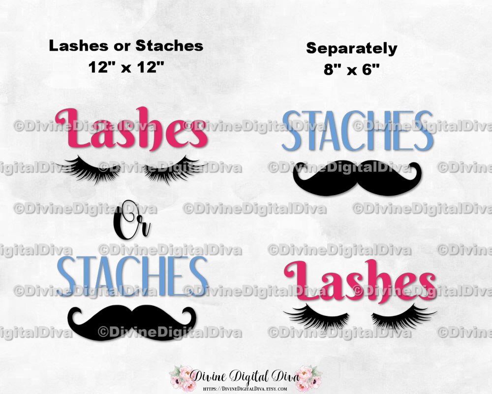 Lashes or Staches Eyelashes Mustache Sign Decorations Pink | Etsy