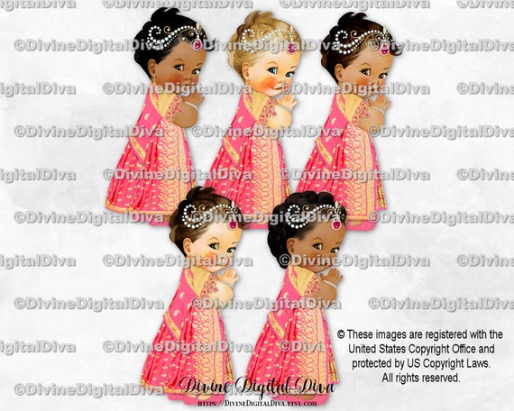 Indian Princess Pink & Gold Sari Saree Diamonds India Baby | Etsy