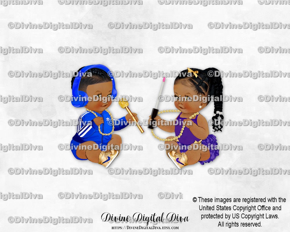 Hip Hop DJ Headset Royal Blue Gold Chain Purple Beats Lip - Etsy