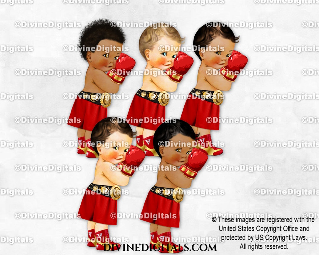 Little Prince Boxer Red Shorts & Gloves Gold Championship Belt Boxing ...