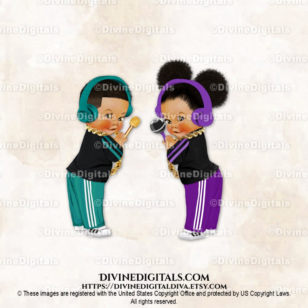 Hip Hop Black Teal Purple Gold Chain DJ Headset Mic Rattle Baby Boy ...