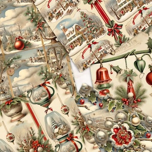 Old Fashioned Christmas Digital Paper Pack Vintage Antique Holiday ...