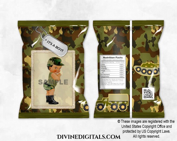 Printable Chip Bags Little Soldier Green Camo Army Military - Etsy