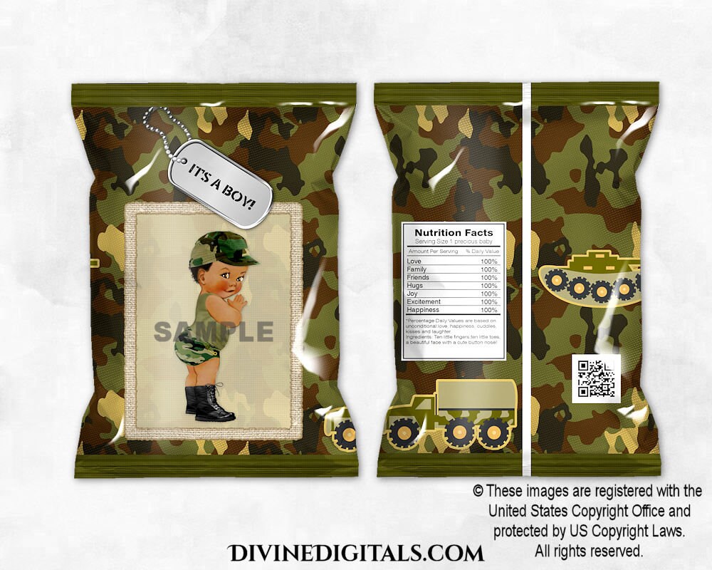 Printable Chip Bags Little Soldier Green Camo Army Military - Etsy