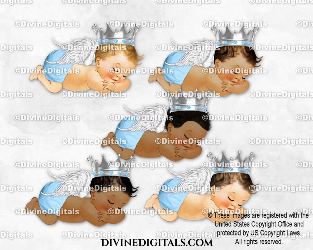 Angel Light Blue Diaper Silver Crown Pants Wings Sleeping - Etsy