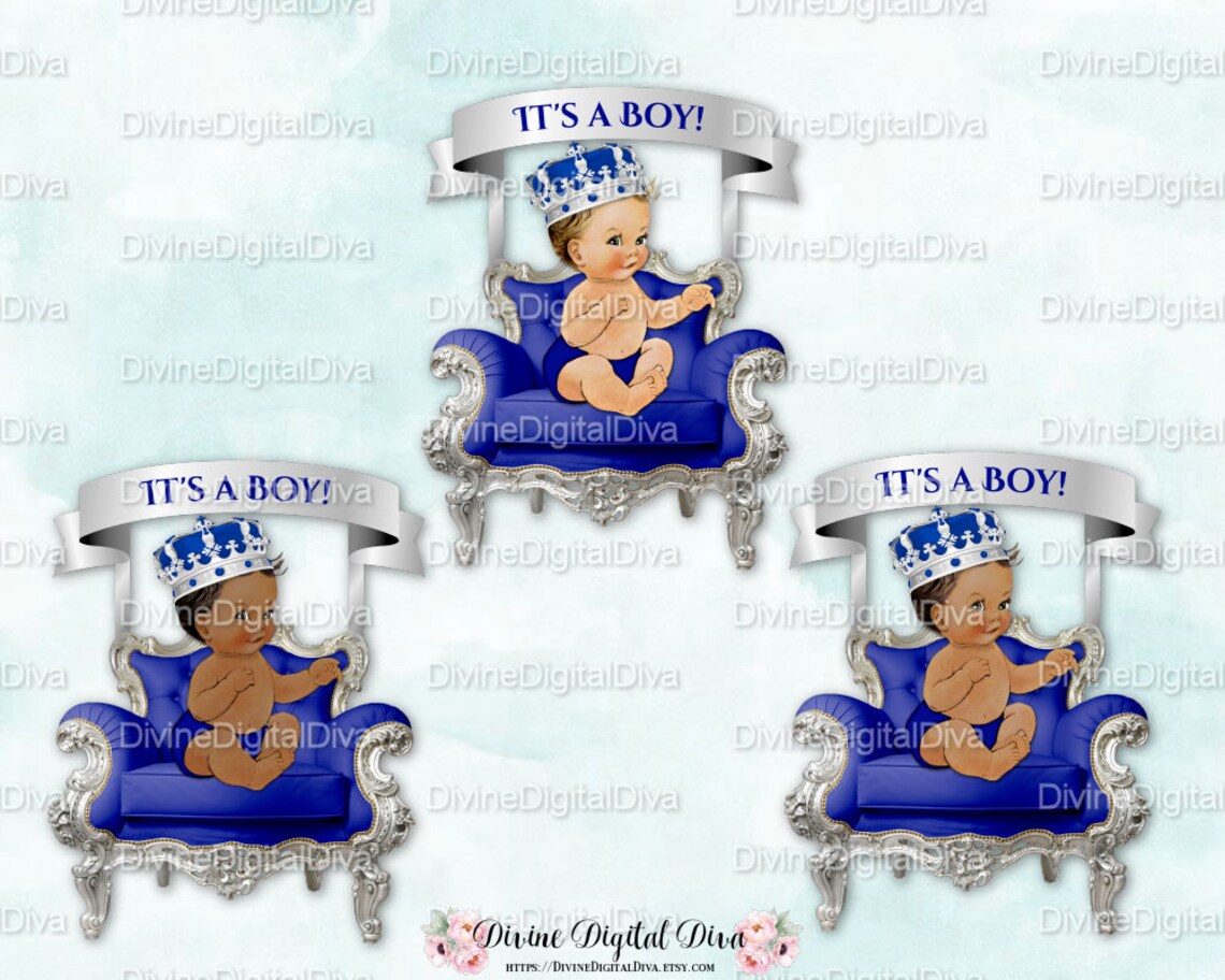 Little Prince Royal Blue & Silver Chair Banner Crown Sitting | Etsy