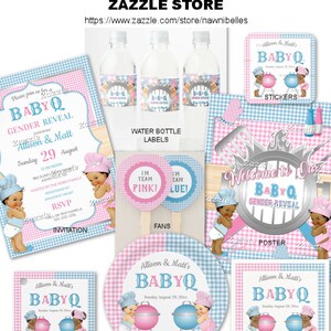 Little Chefs Pink Blue White Gingham Check Hat Apron BBQ Babyq Gender ...