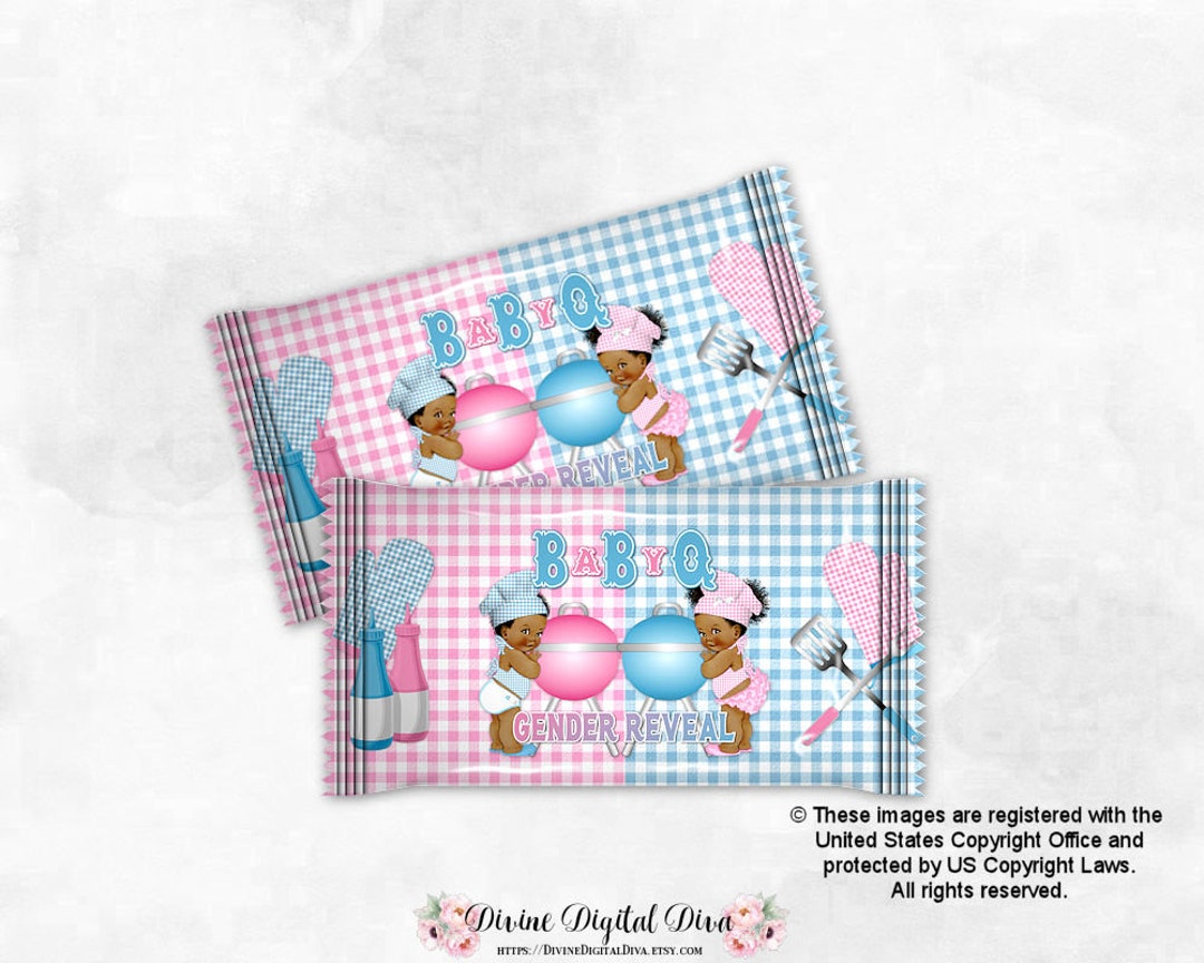 Little Chef Pink Blue Check Hat Apron BBQ Babyq Gender Reveal Rice ...