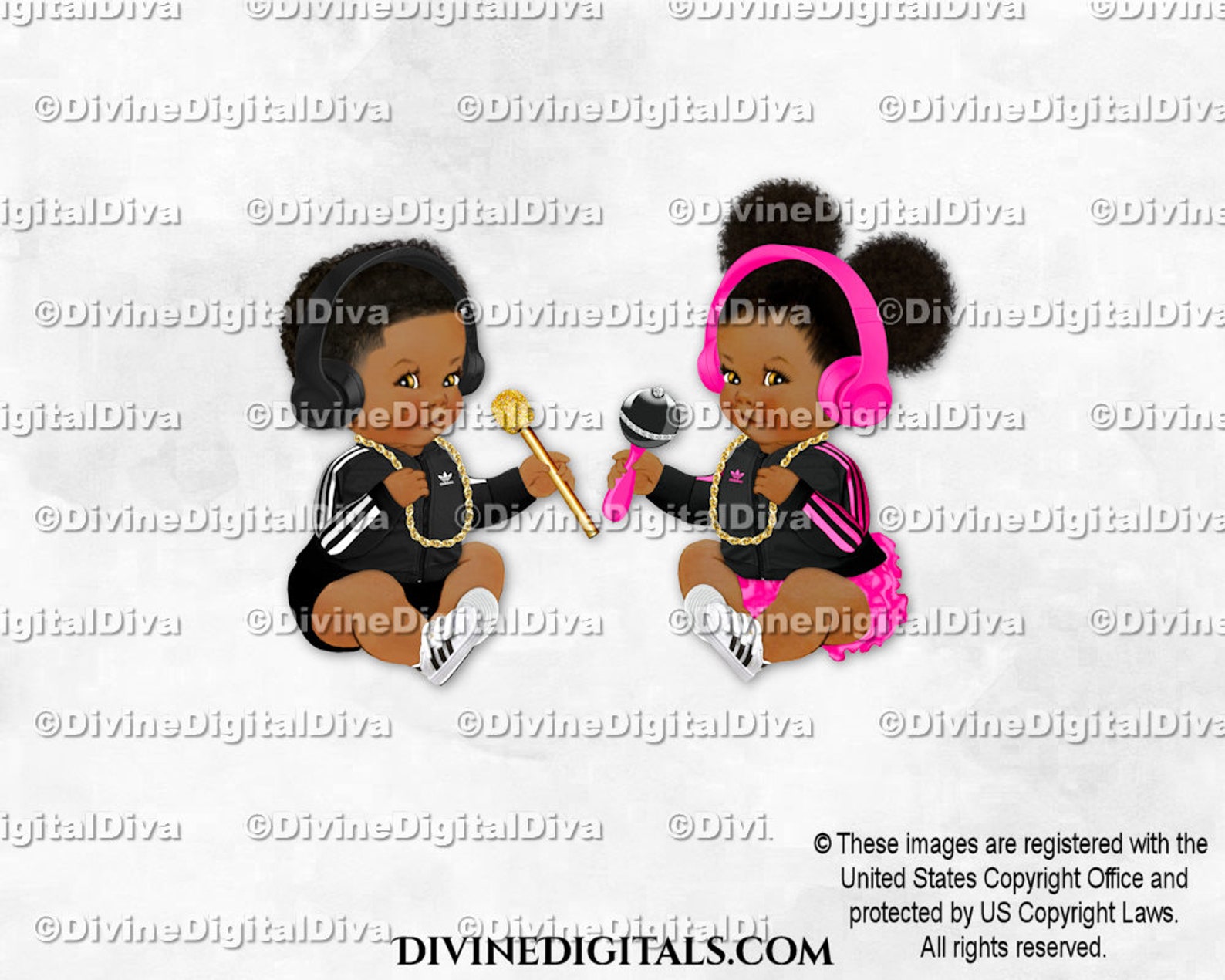 Hip Hop Black Gold Chain Hot Pink Black DJ Headset Mic Baby - Etsy
