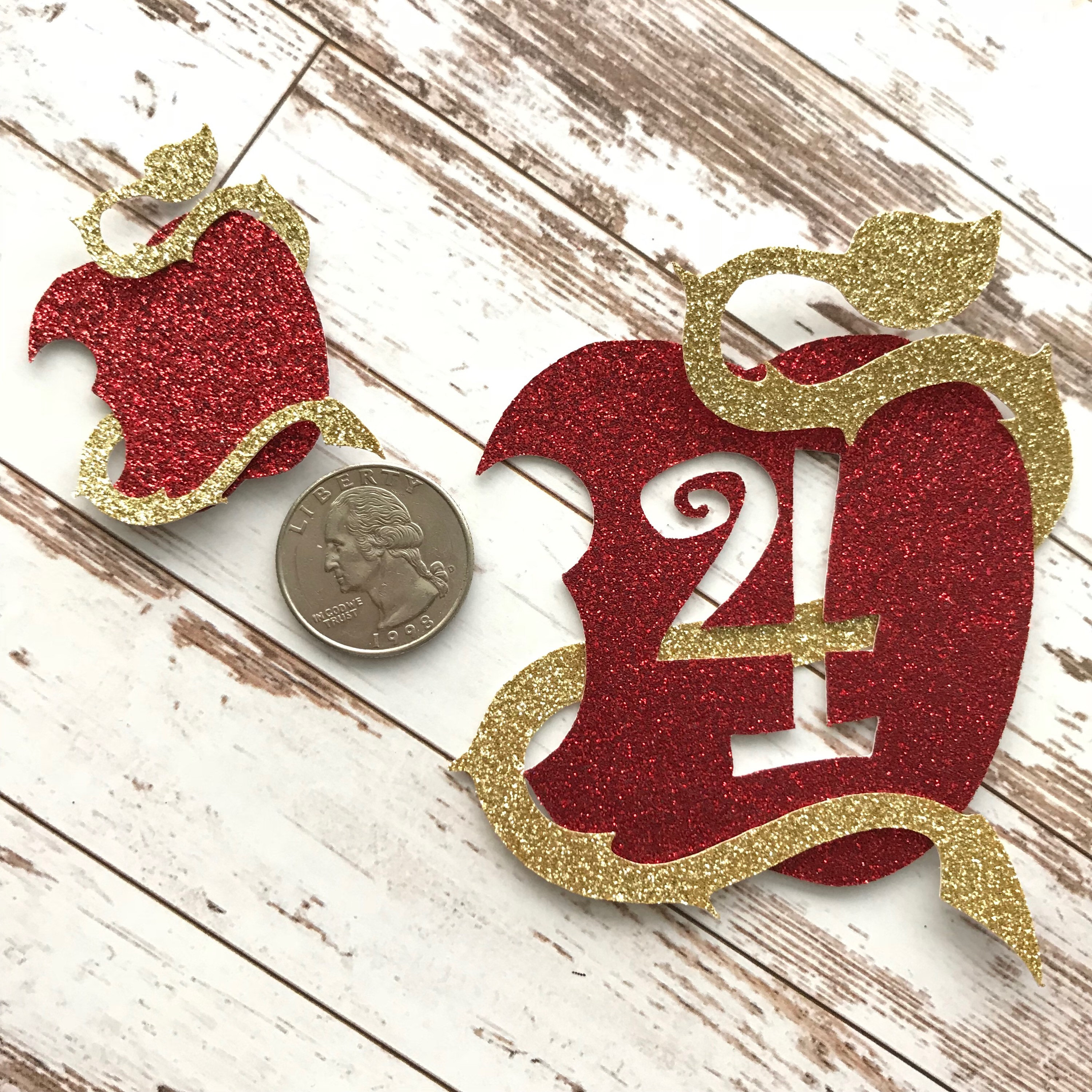 Descendants 2 Movie - Apple Symbol Glitter Die Cut/birthday Party ...