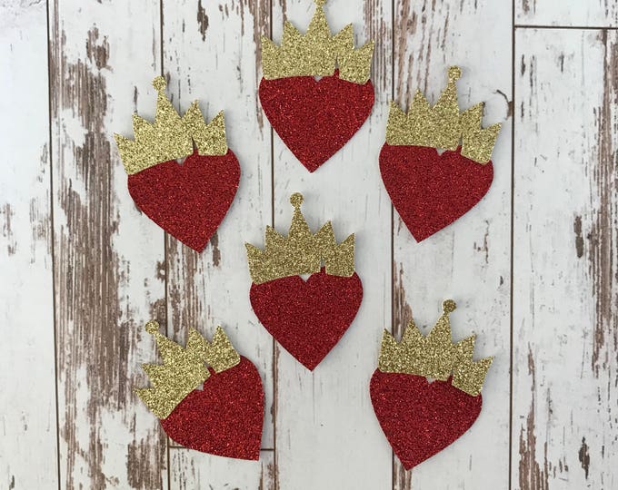 12 Pcs Descendants Inspired Crown and Heart - Glitter Die Cut/party ...