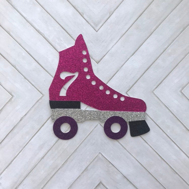 Roller Skate With Number Cut Out Glitter Die Cut - Cake Topper ...