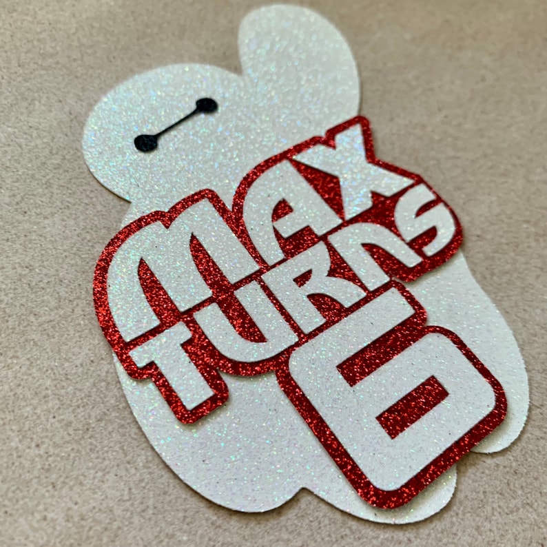PERSONALIZED Big Hero 6 Baymax Inspired Name and Number Glitter Die Cut ...