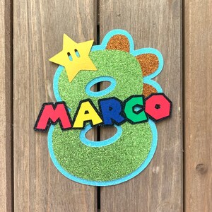 Personalized Super Mario Bros / Yoshi Inspired Number With Name Glitter ...