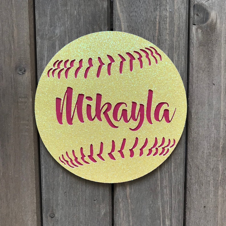 PERSONALIZED Softball With Name Cut Out - Glitter Die Cut/party ...