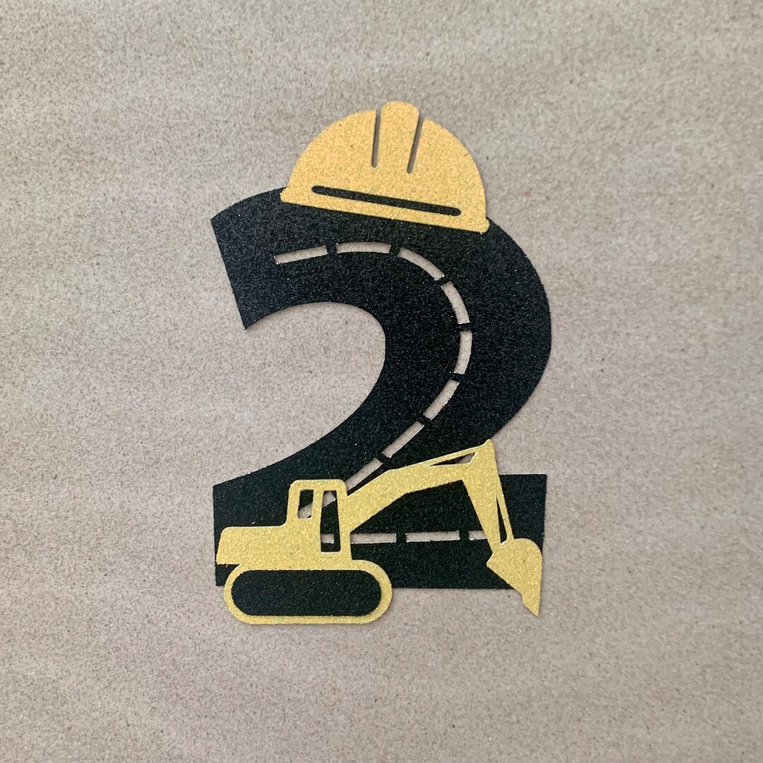 Construction Trucks Inspired Number Glitter Die Cut/party Decorations ...