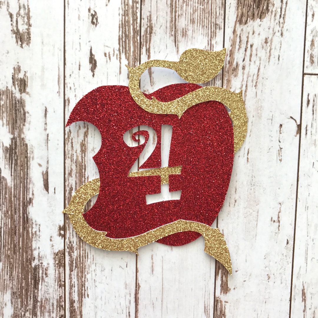 Descendants 2 Movie - Apple Symbol Glitter Die Cut/birthday Party ...