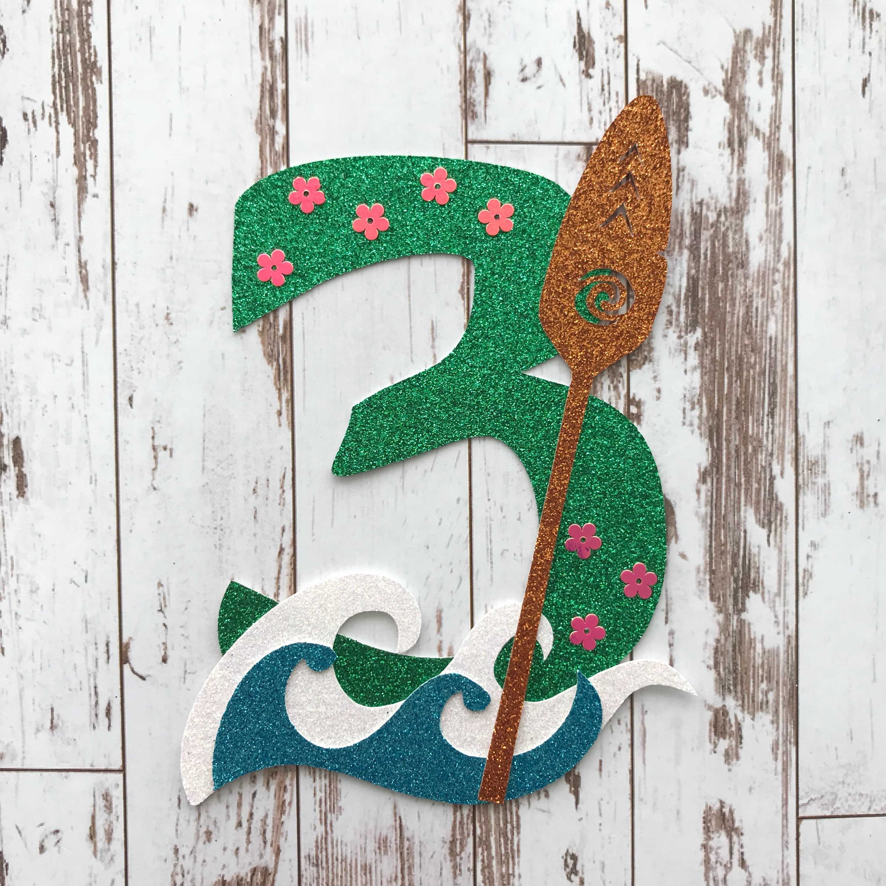 Moana Goddess Te Fiti Inspired Number 3 - Glitter Die Cut/party ...