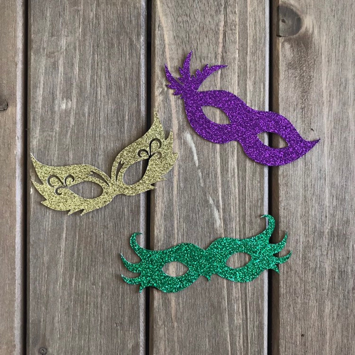 12 Pcs Masquerade Mardi Gras Masks - Glitter Die Cut/party Decoration ...