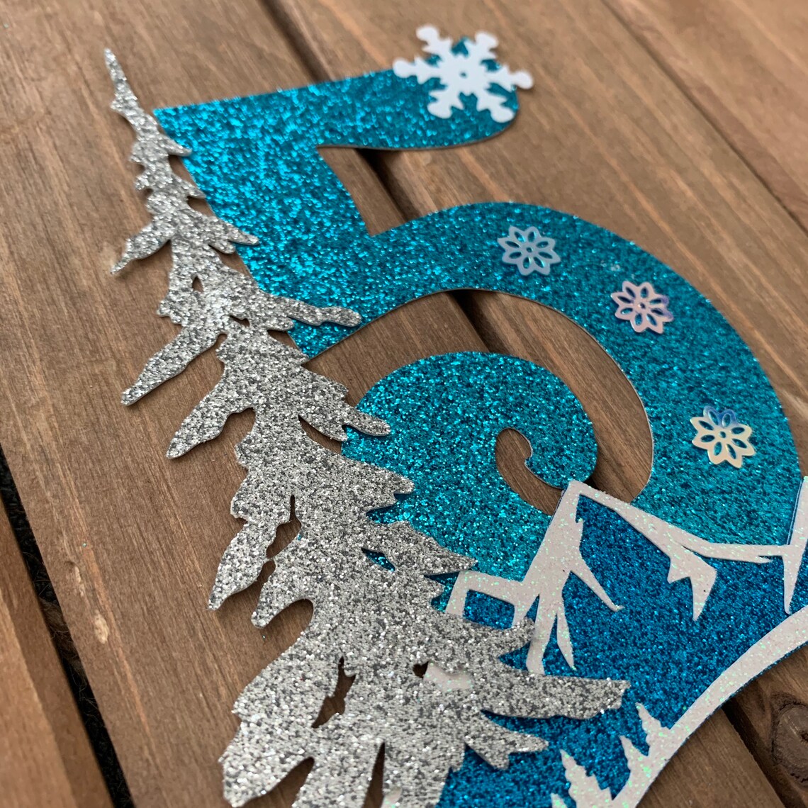 Frozen Inspired Number 5 Glitter Die Cut/party Decoration/ | Etsy