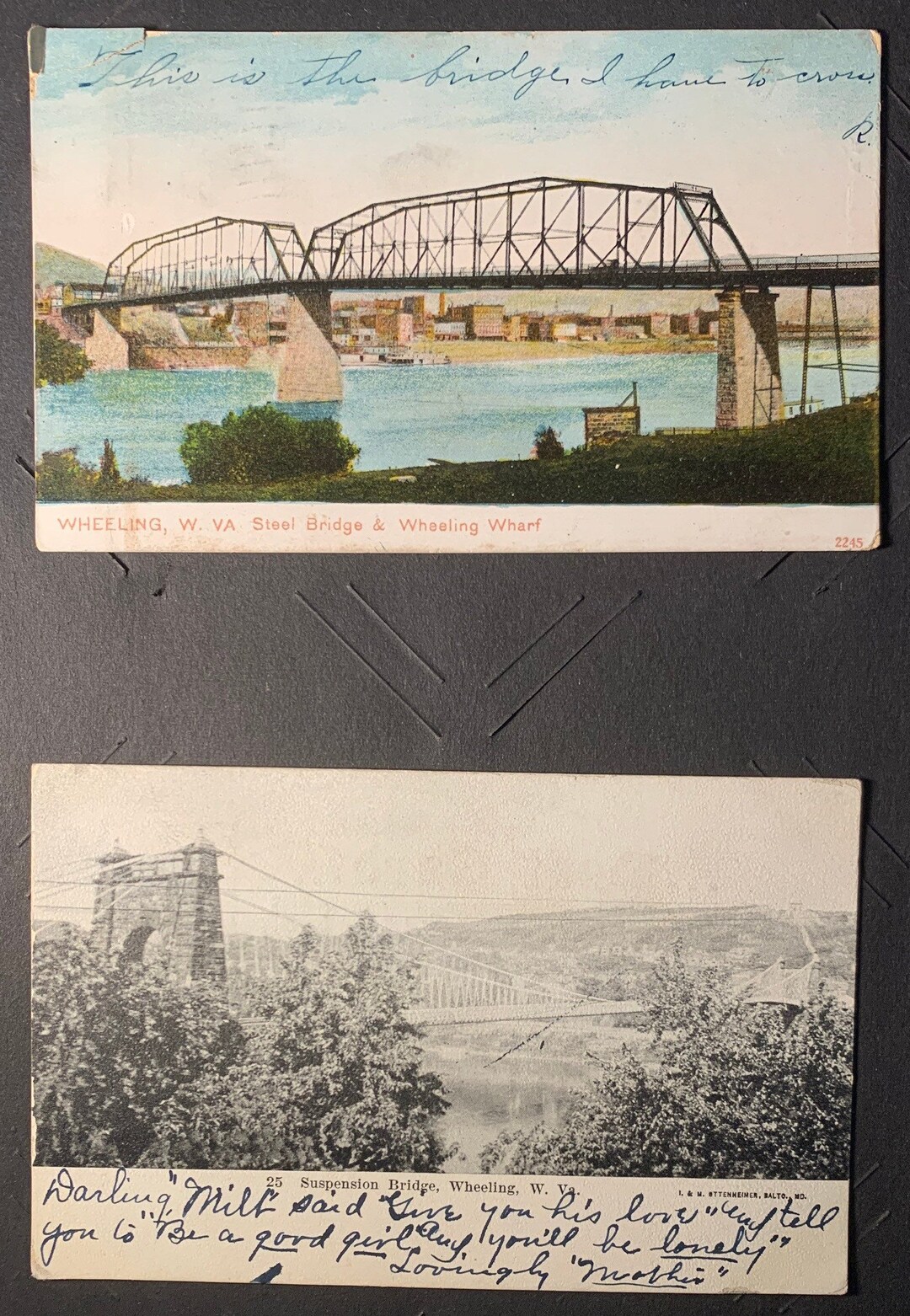 2 Antique Wheeling, WV Postcards of Bridges - Etsy