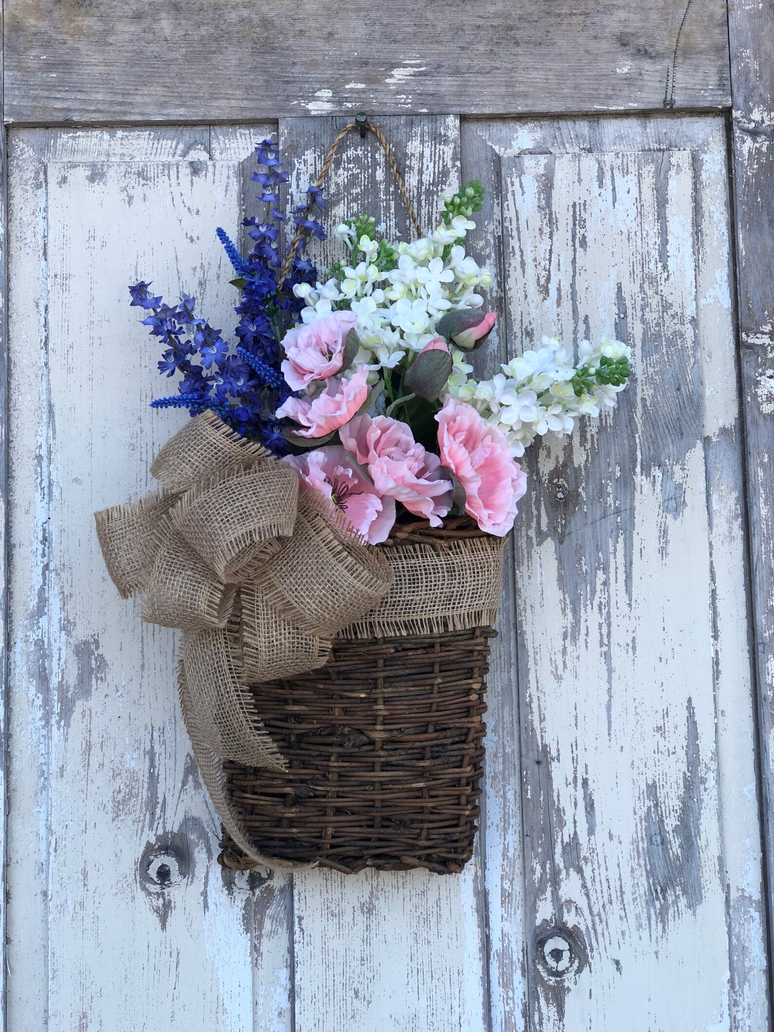 Spring Wreath Spring Flower Basket Front Door Wreath Summer | Etsy