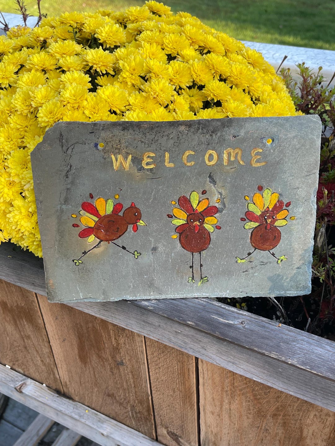 Happy Turkeys Painted Slate - Etsy