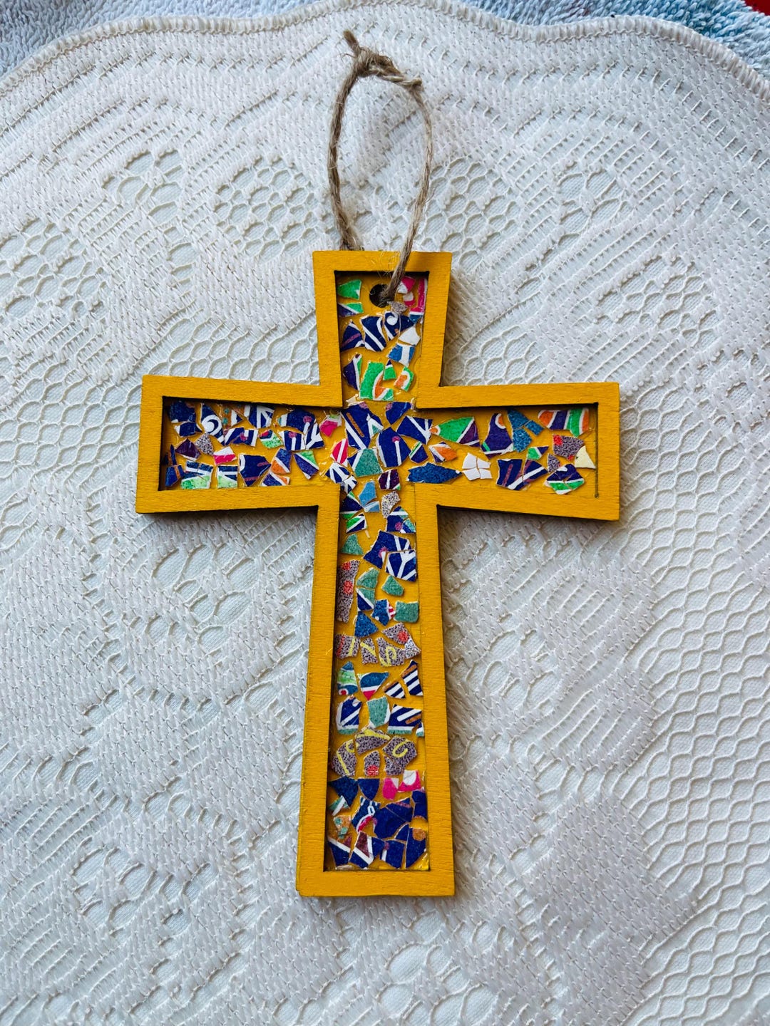 Yellow Pysanky Mosaic Cross - Etsy