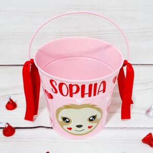 Personalized Valentine's Day Bucket / Sloth Candy Bucket for Classroom ...