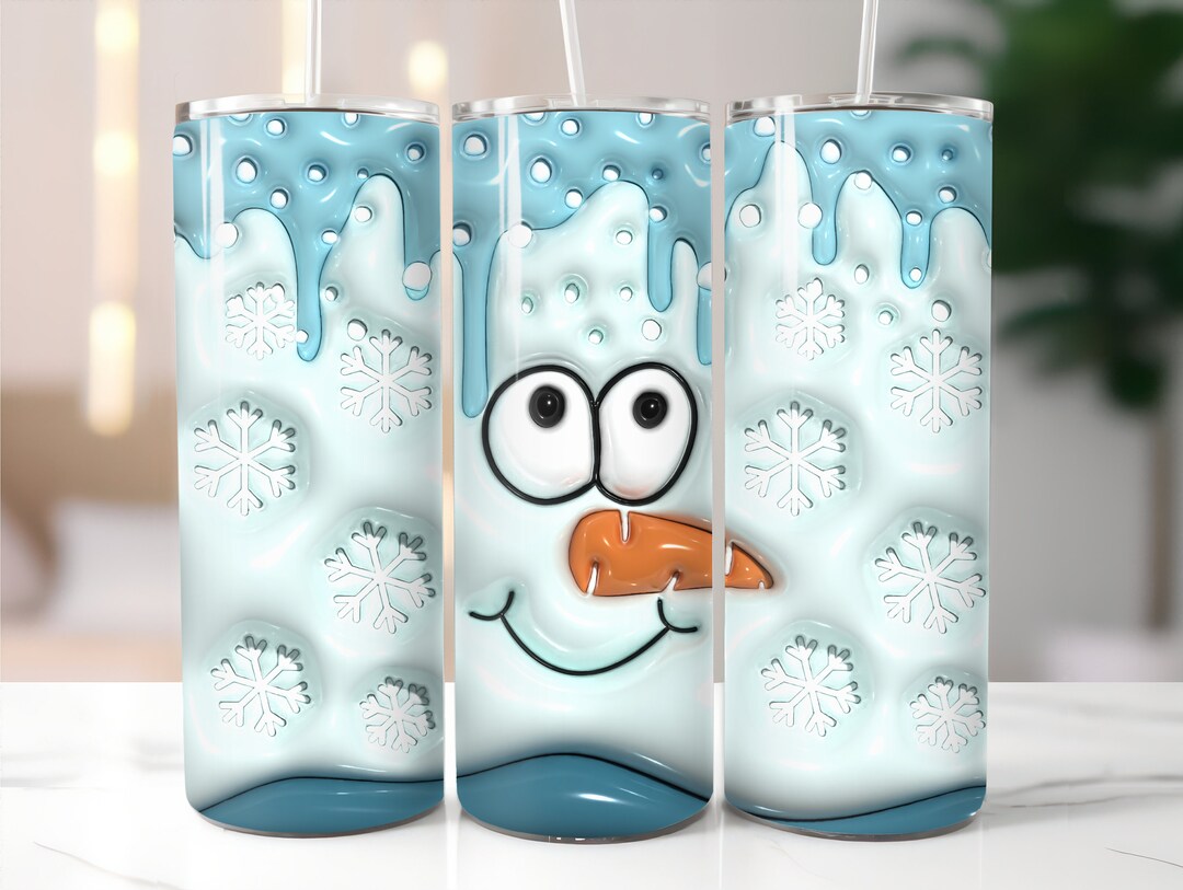 Blue Snowman Drip Tumbler / Inflated 3D Look / Custom 20 Ounce - Etsy