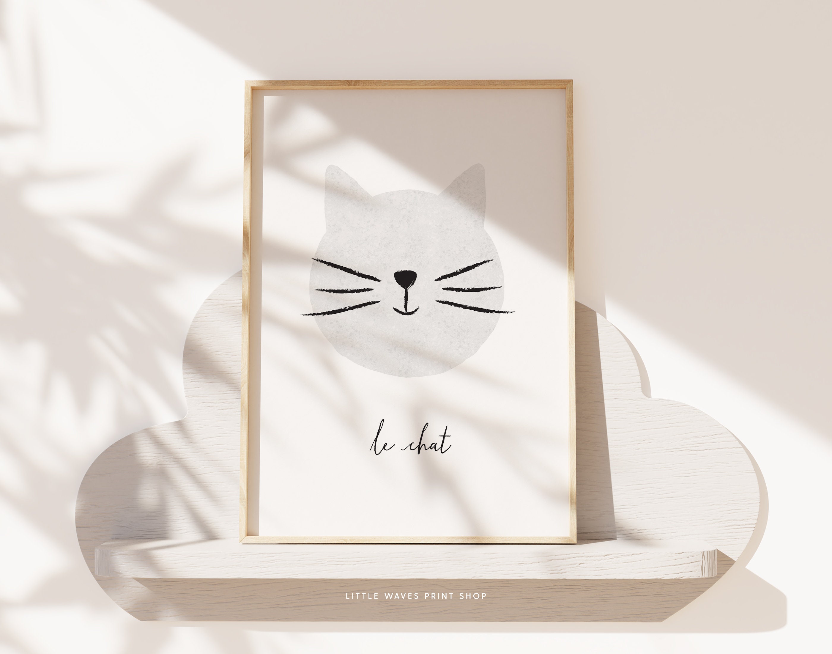 French Cat Art Print - Le Chat -- Animal Art Prints, Kids Room Art, Cat ...