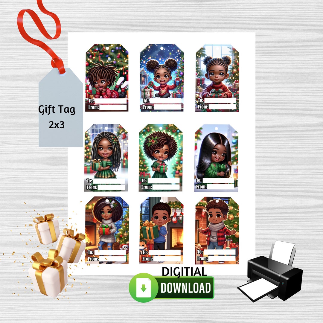 African American Illustration Gift Tags: Digital Download | Print and ...