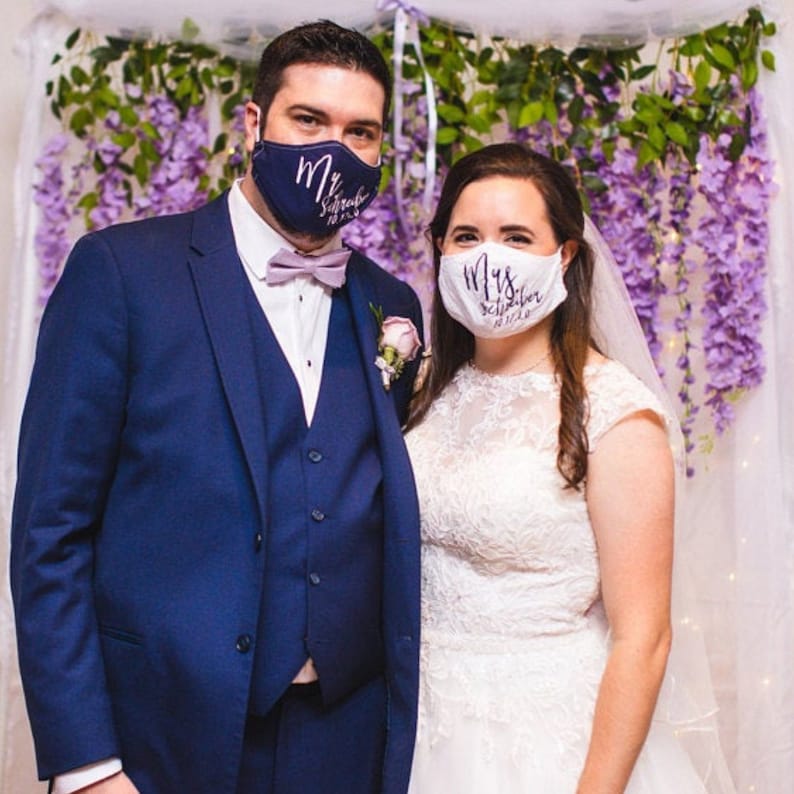 Mr and Mrs Face Mask Bride & Groom Face Mask Wedding Face - Etsy