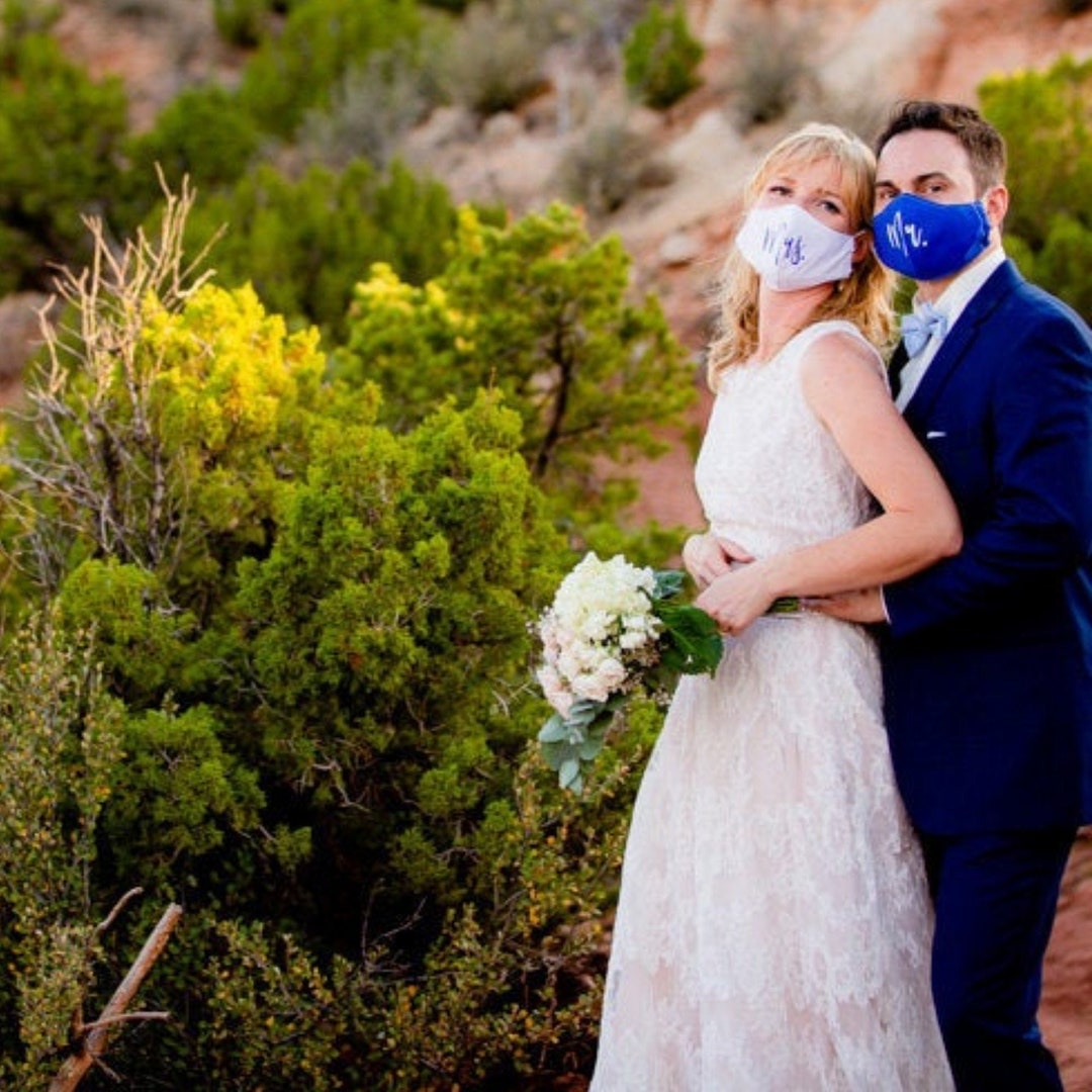 Mr and Mrs Face Mask Bride & Groom Face Mask Wedding Face - Etsy