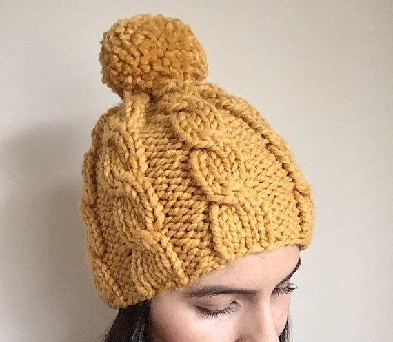 Items similar to Chunky Knitted pom hat on Etsy