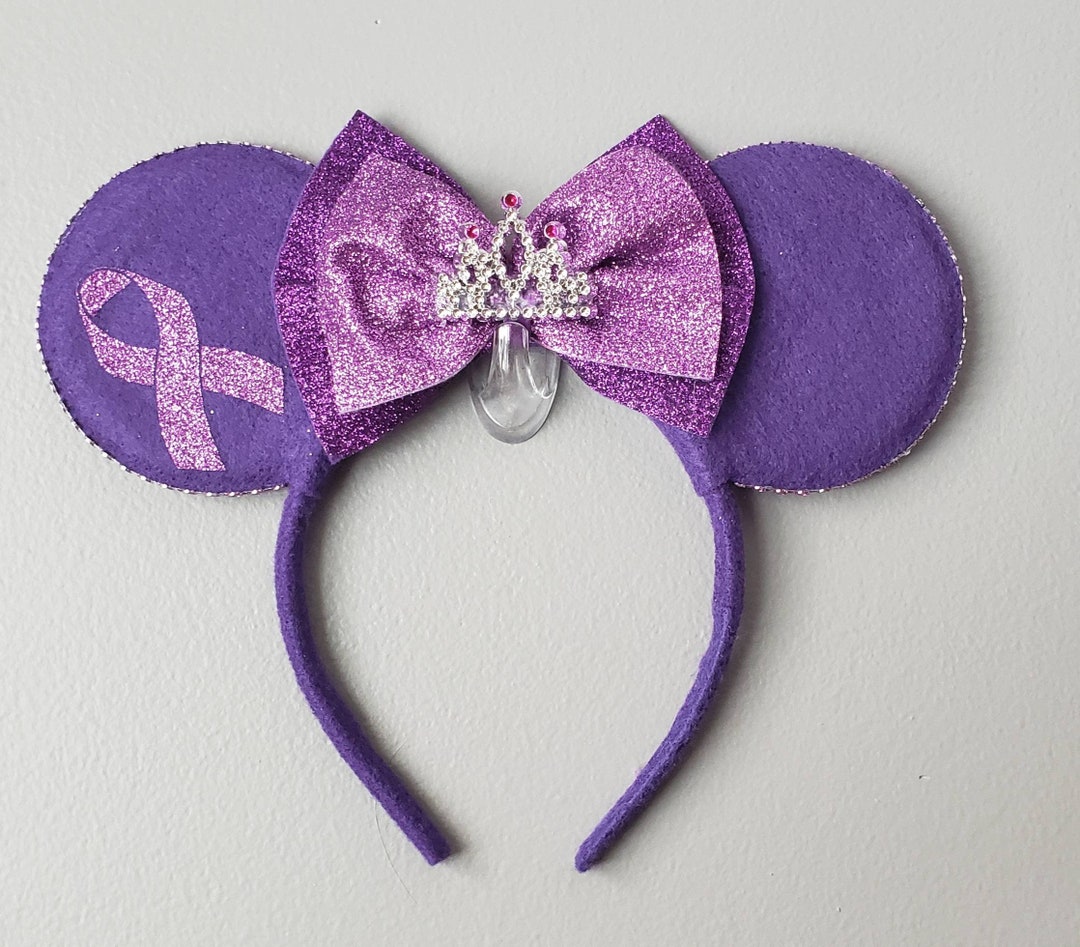 Cancer Awareness Ribbon Minnie Mouse Ears Headband Teal Yellow Peach ...