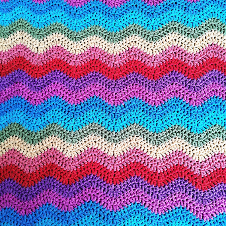 Rainbow Wave Crochet Blanket Pattern: Easy Ripple Design (PDF Pattern ...